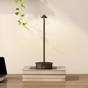HOMCOM Dobíjecí dotyková stolní lampa s USB, nastavitelná 3000K/4500K/6000K, doba svícení 4-8 hodin, Caffè