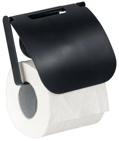 Černý nástěnný držák na toaletní papír Wenko Static-Loc® Plus