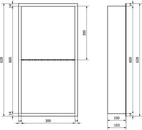 Mexen X-Wall-R, police na zapuštění s přírubou 60 x 30 cm, měděná matná - 19C0603010S