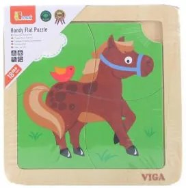 Viga Dřevěné puzzle - kůň 4 dílky