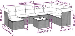 9dílná zahradní sedací souprava s poduškami černá polyratan 3218055