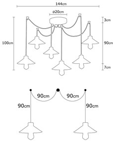 Lustr na lanku MANAVGAT 6xE27/100W/230V pavouk
