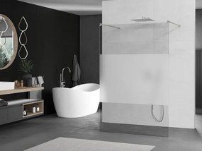 Mexen Kioto, sprchová zástěna Walk-In 100 x 200 cm, 8mm čiré sklo-námraza, broušená ocel profil, 800-100-002-97-35