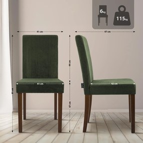 Sada 2 ks jídelních židlí Ina látka cord, antik tmavá - zelená