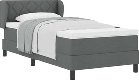 Postel s boxspringem s čelo Tmavě šedá 90 x 200 cm textil 3340067