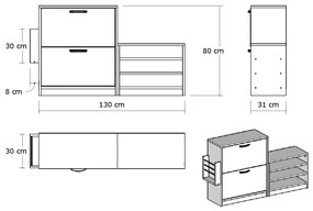 Botník Trend 130x80 cm bílý