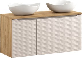 Comad Koupelnová skříňka s deskovými umyvadly set Luxor Beige 120 béžová/dub olejovaný