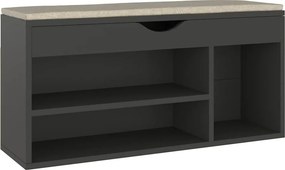 Lavice s botníkem a poduškou šedá 104x30x49 cm kompozitní dřevo 326752