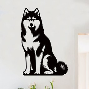 dřevo života Dřevěný obraz psa Husky Zvolte rozměr (cm): 42x60, Zvolte barvu dekoru: Černá