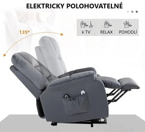 Goleto Polohovací masážní televizní křeslo Vilém | šedé