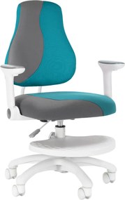 Dětská rostoucí židle Neoseat KINDER WHITE PLUS — látka, šedá / tyrkysová
