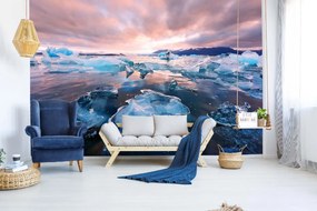 DIMEX | Samolepicí vliesová fototapeta na zeď Ledovcová laguna MA-5-3085 | 375 x 250 cm | modrá, šedá