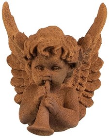 Dekorativní rezavá figurka anděl s trubkou - 11*11*12 cm