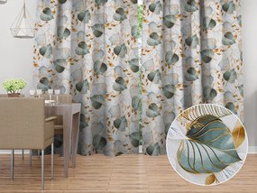 Biante Dekorační závěs Leona LN-174 Zelené listy na režném - šířka 270 cm 270x150 cm