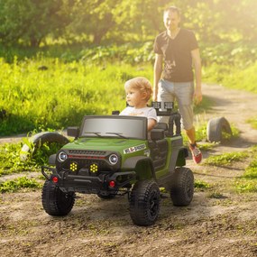 AIYAPLAY Elektrické Auto pro Děti 3+ let Dětské Elektrické Terénní Vozidlo 12V Baterie s Dálkovým Ovládáním a Tlumiči Nárazů Zelené | Aosom
