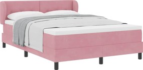 Postel s boxspringem s čelo Růžová 160 x 200 cm samet 3340399