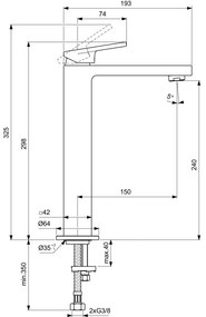 Ideal Standard Extra - Umyvadlová baterie s vysokým výtokem, ušlechtilá ocel BD507GN