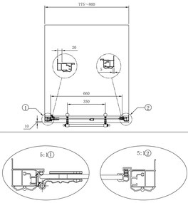Gelco, ANTIQUE sprchové dveře 800mm, levé, čiré sklo, bronz, světlý odstín, GQ1280LCL