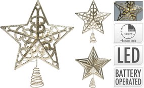 Vánoční hvězda na stromeček s osvětlením 28 cm Vánoční motiv: Geometrická