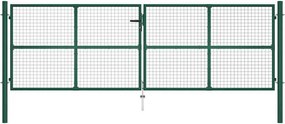 Pletivá zahradní branka ocelová 400 x 125 cm zelená 145749