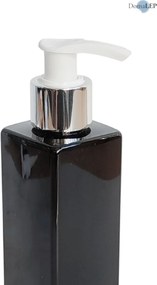 Dávkovač na mýdlo 250 ml černý s bílo-stříbrnou pumpičkou LUNA