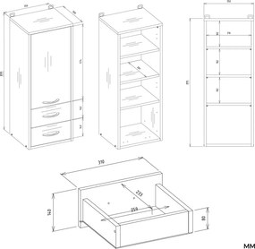 Horní závěsná koupelnová skříňka Nina II 35 cm bílá