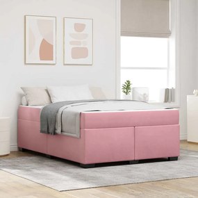 Rám postele s matrací Růžová 140 x 200 cm textil 3399295