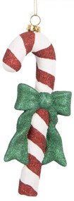 Červeno-bílá vánoční ozdoba třpytivá cukrová hůlka Candy Cane – 8x3x17 cm
