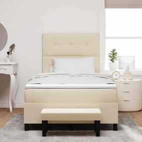 Postel s boxspringem s čelo Krémová 120 x 190 cm textil 3344056