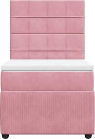 Box spring postel s matrací růžová 90x200 cm samet 3292243