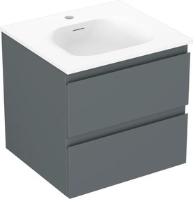 Mexen Orio, koupelnová skříňka 50 cm s umyvadlem Vela, 2 zásuvky, grafitová matná/bílá matná, 91A10-05047-2-BFF66-W23M01