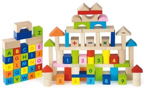 Dřevěné Montessori kostky s čísly a písmeny Viga