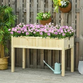 Outsunny květináč na zahradu, květinový box na zeleninu z borovicového dřeva pro zahradu, terasu, balkon, venkovní použití, 115 x 56 x 76 cm, přírodní