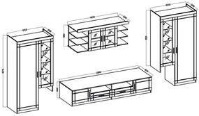 FALCO Bytová stěna Parker Odstín: Dub sonoma/bílá