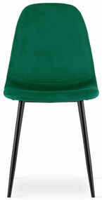 Tmavě zelená sametová židle COMO s černými nohami