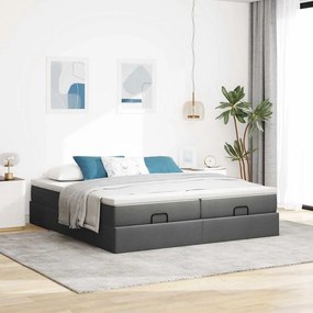 Osmanský rám postele s matrací tmavě šedá 160x200cm textil 3311235