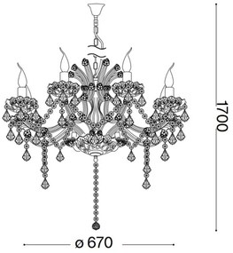 Ideal Lux - Křišťálový lustr na řetězu NAPOLEON 8xE14/40W/230V pr. 67 cm chrom