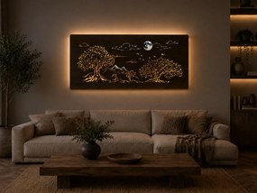 Li-Go "Čtyři duby a měsíc" světelný obraz 230V 130x60 cm provedení povrchu: dub světlý