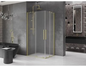 Mexen Velar Duo, sprchový kout s posuvnými dveřmi 100 x 90 cm, 8mm sklo námraza, zlatá matná, 871-100-090-32-55