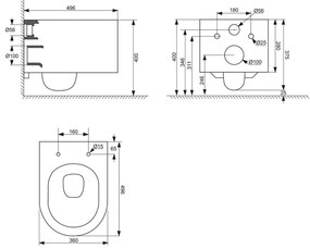 Mereo Mereo, WC závěsné kapotované, RIMLESS, 495x360x370, keramické, vč. sedátka CSS113S, VSD84S1