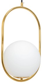 Toolight - Skleněná závěsná lampa E27 60W APP473-1CP, bílá-zlatá, OSW-00605