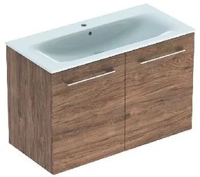 Geberit Selnova Square - Umyvadlová skříňka 635x988x480 mm, s umyvadlem, 2 dvířka, ořech hickory 501.262.00.1