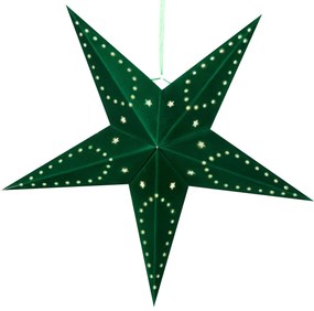 Sada 2 závěsných sametových hvězd s LED 60 cm zelené MOTTI Beliani