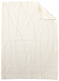TULULUM Lněná utěrka krémově bílá s autorským potiskem LINES,  44 x 66 cm