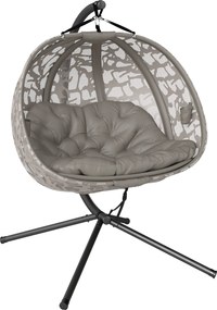 Závěsné křeslo Outsunny, houpací křeslo pro 2 osoby s polštářem, závěsné houpání s sklápěcím sedákem, boční kapsy pro vnitřní a venkovní použití, nosn