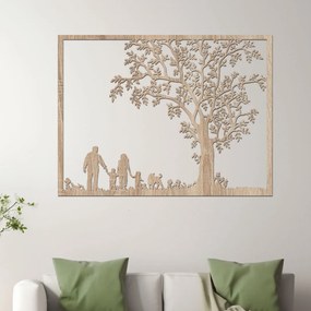 dřevo života Dřevěný strom na zeď RODINA Zvolte rozměr (cm): 60x48, Zvolte barvu dekoru: Dub Sonoma