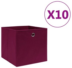 Úložné boxy 10 ks netkaná textilie 28x28x28 cm tmavě červené