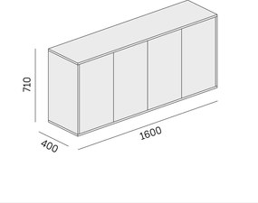 Kancelářská zásuvková komoda BLOCK, 1600 x 400 x 710 mm, 4x dveře, bílá