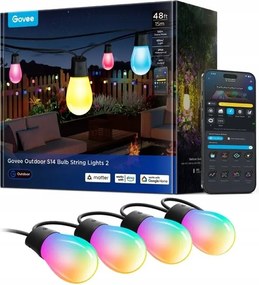 Venkovní Světelná Zahradní Girlanda Rgb Govee Lights App Bluetooth 15 M