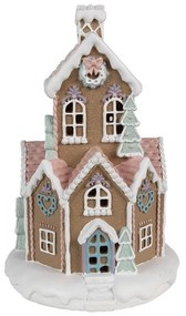 Hnědá svítící perníková chaloupka Gingerbread House - Ø 14*22 cm / 3*AAA